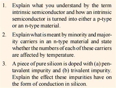 Solved 1 Explain What You Understand By The Term Intrinsic Semiconductor And How An Intrinsic