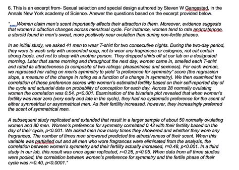 Solved 6 This Is An Excerpt From Sexual Selection And
