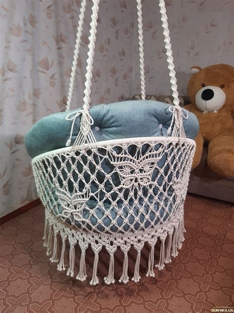 Купити Подвесное макраме кресло гамак C узором Skrynya Ua