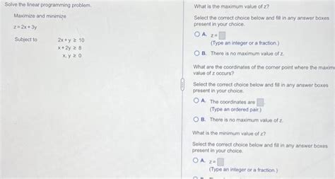 Solved Solve The Linear Programming Problem Maximize And