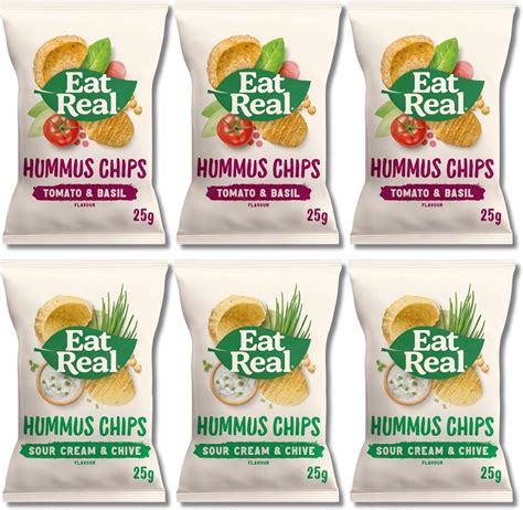 Eat Real Crisps Multipack Hummus Chips Sour Cream And Chives And Tomato