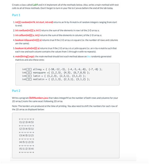Solved Create A Class Called Lab9 And In It Implement All Of
