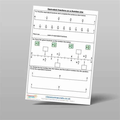 Year 4 Equivalent Fractions On A Number Line Varied Fluency Resource Classroom Secrets