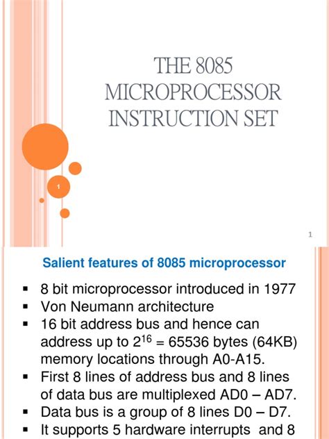 the 8085 microprocessor instruction set pdf central processing unit computer science