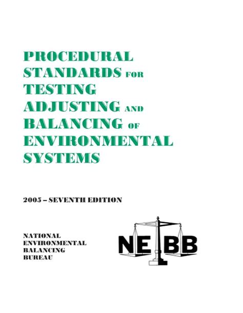 Nebb Procedural Standards For Testing Adjusting And Balancing Of Environmental Systems Docslib