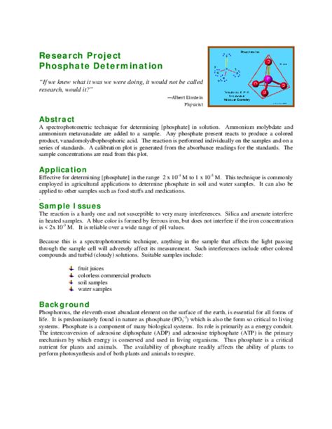 Pdf Research Project Phosphate Determination