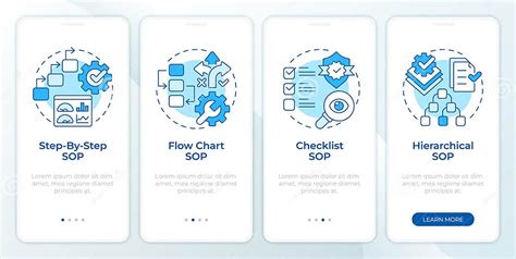 Types Of Sop Blue Onboarding Mobile App Screen Stock Vector