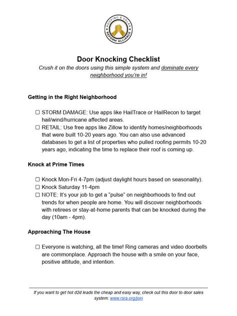 Effective Door Knocking Strategies Pdf