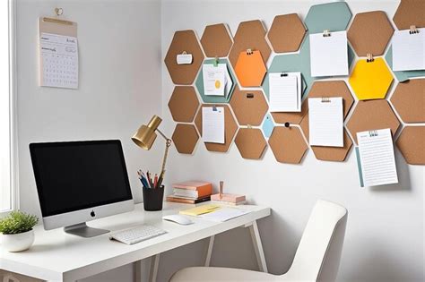 Premium Photo A Home Office With A Hexagonal Corkboard For Scheduling