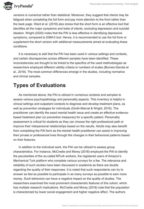 Personality Assessment Inventory Tool Analysis 2489 Words Term