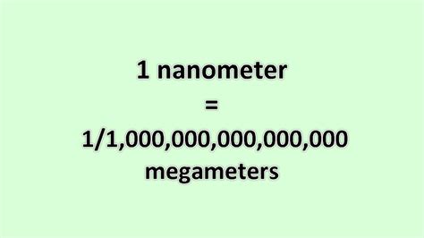 Nanometer Conversion Chart