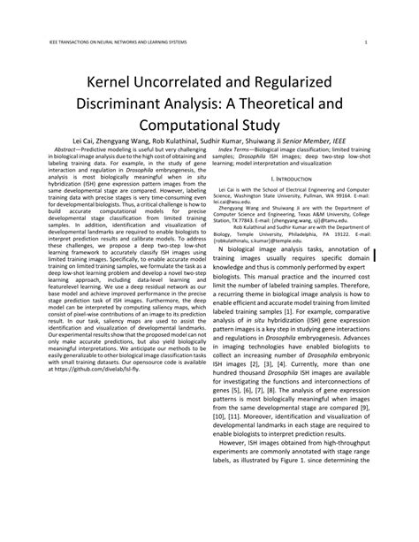 Pdf Kernel Uncorrelated And Regularized Discriminant Analysis A Theoretical And Computational