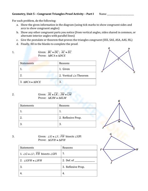Proving Triangles Congruent Worksheet