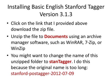 Ppt Steps To Tag A Corpus Using Stanford Tagger For Text Analysis