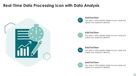Real Time Data Processing Icon With Data Analysis Ppt Slide Pdf