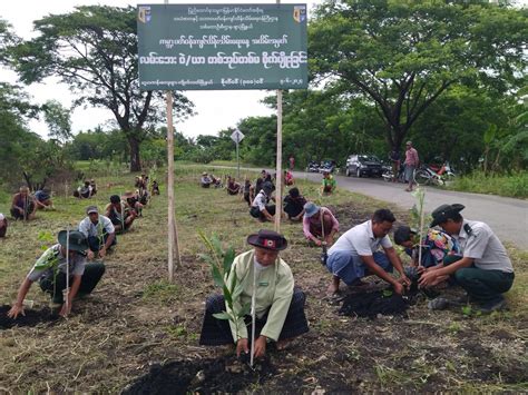 ကျိုက်လတ်မြို့၌ ကမ္ဘာ့ပတ်ဝန်းကျင်ထိန်းသိမ်းရေးနေ့အထိမ်းအမှတ် လမ်းဘေးဝဲ ယာ တစ်အုပ်တစ်မသစ်ပင်စိုက