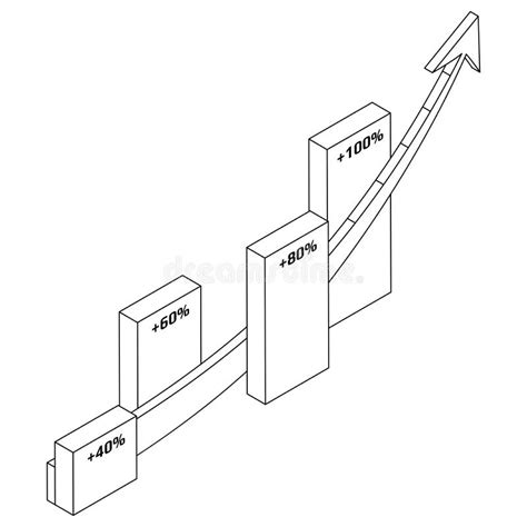 Chart And Upward Arrow Front View Silhouette Isolated On White Background Design Element Stock