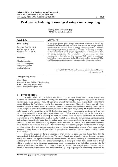 Pdf Peak Load Scheduling In Smart Grid Using Cloud Computing
