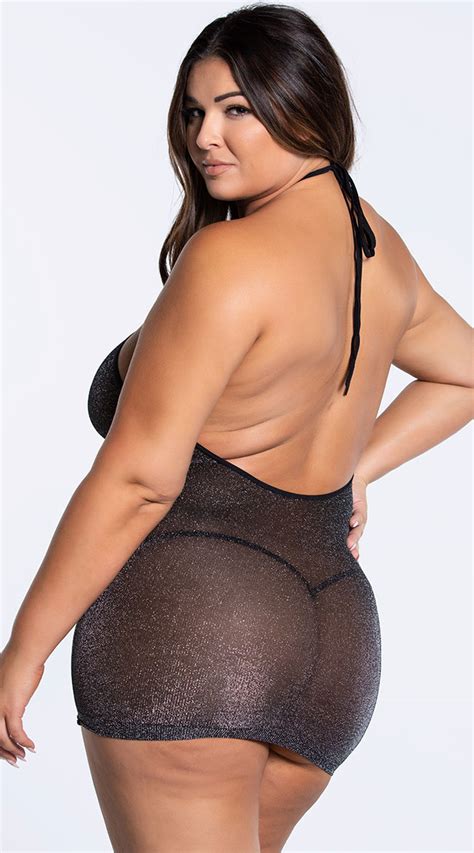 Plus Size Sparkle Vip Mini Dress Plus Size Black And Silver Glittery
