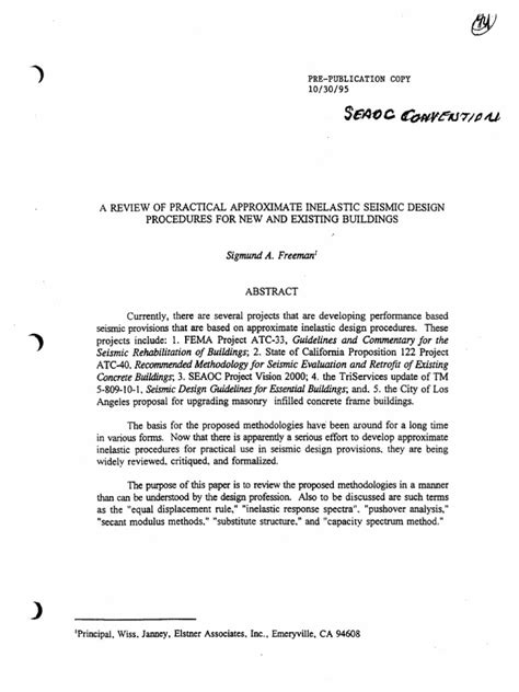 A Review Of Practical Approximate Inelastic Seismic Design Procedures For New And Existing