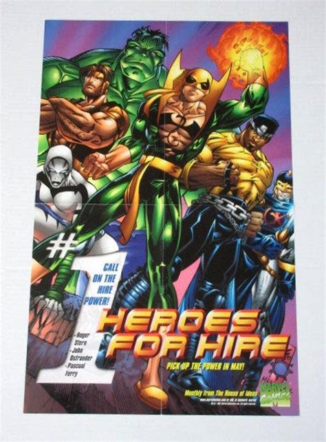1997 Heroes For Hire 22 By 14 Inch Marvel Comics Promo Poster 1 The