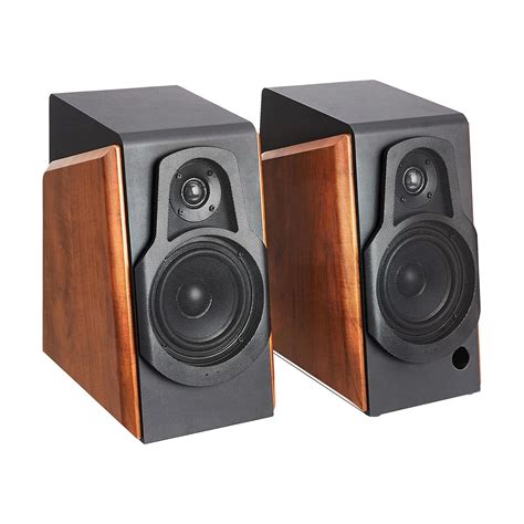Amazon Com Amazon Basics Bookshelf Speaker Pairs With Active Speakers 80W 50 20KHz Black