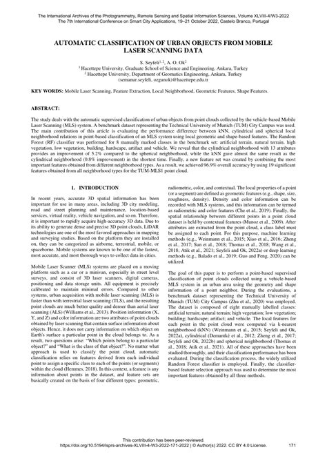 Pdf Automatic Classification Of Urban Objects From Mobile Laser