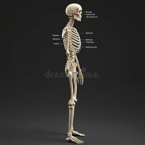 A Side View Of A Human Skeletal Model With Anatomical Labels The Model