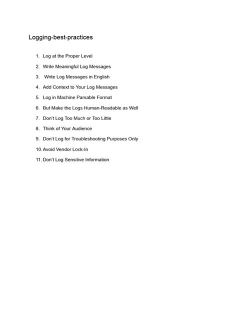 Logging Best Practices Pdf Computers