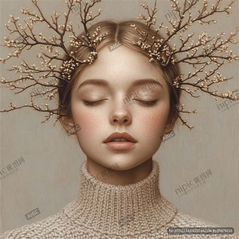 Ai创作图写实唯美 写实唯美插画 森系彩妆 写实美女 超写实插画 写实少女 质感合成风 彩妆人物欣赏 头饰欧美 艺术人像造型 写实古典 创意唯美女孩 唯美女性人物肖像 创意人像作品 Cgi艺术