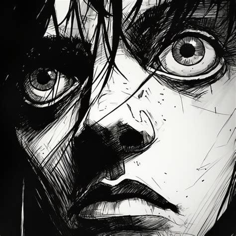 Premium Photo Horror Manga Inspired Black And White Face Drawing