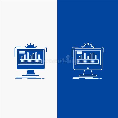 Dashboard Admin Monitor Monitoring Processing Line And Glyph Web Button In Blue Color