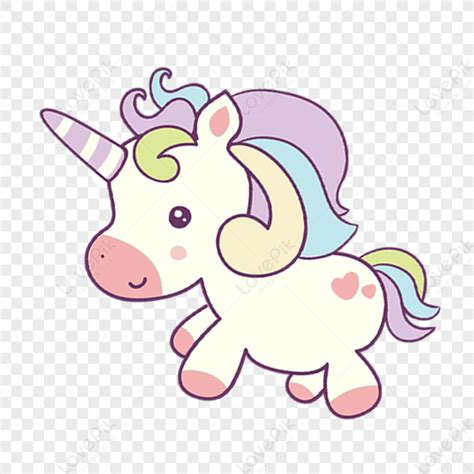 여러 가지 빛깔의 갈기와 미색 귀여운 일러스트 유니콘인사아가 Png 일러스트 무료 다운로드 Lovepik