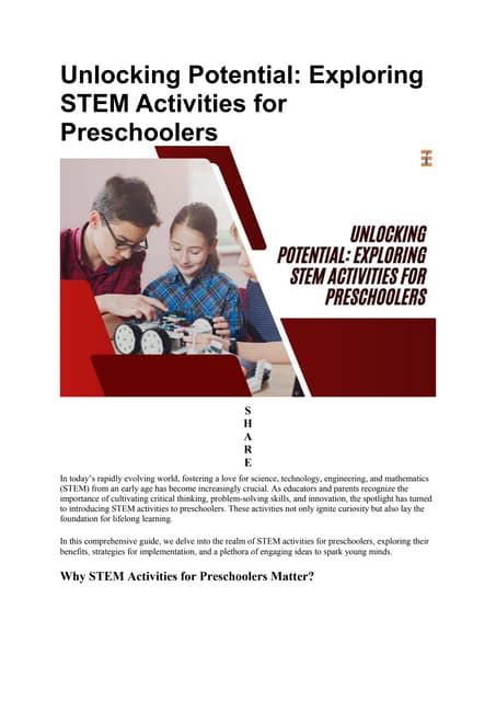 Unlocking Potential Exploring Stem Activities For Preschoolers Pdf