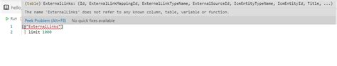 Intellisense Does Not Recognize Kusto Table Names · Issue 12417