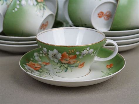 Чайный набор 9 чайных пар и 1 блюдце фарфор роспись Завод Гарднера