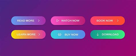 Gradient Styled Learn More Button Set Vector Eps 10 Vector Link Now Graphic Png And Vector