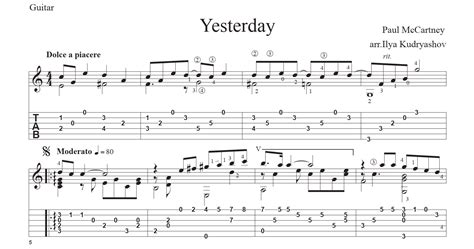 Yesterday For Guitar Guitar Sheet Music And Tabs