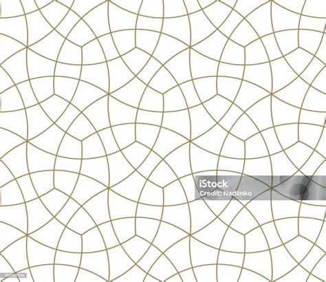 Modern Simple Geometric Vector Seamless Pattern With Gold Line Texture