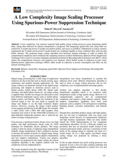 Pdf A Low Complexity Image Scaling Processor Using Spurious Power