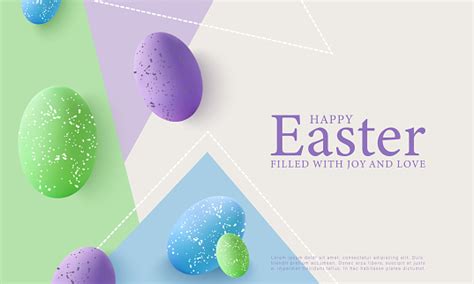 다양한 색상의 3d 부활절 달걀이 있는 밝은 부활절 카드입니다 녹색 보라색 및 파란색 질감의 부활절 달걀 부활절 배경 포스터 배너 0명에 대한 스톡 벡터 아트 및 기타