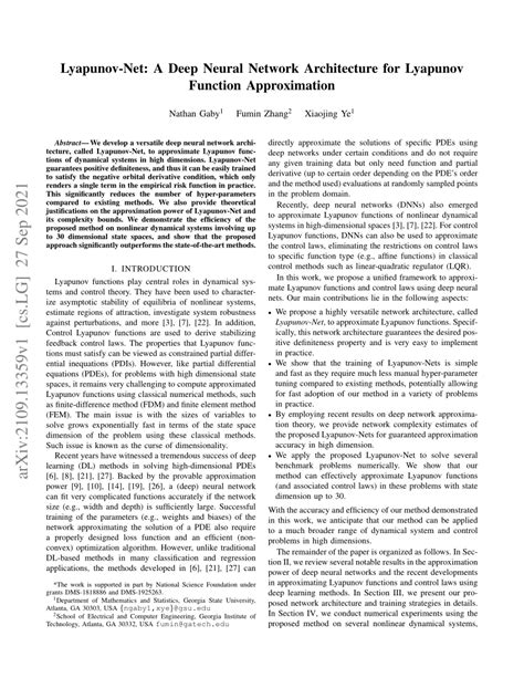 Pdf Lyapunov Net A Deep Neural Network Architecture For Lyapunov