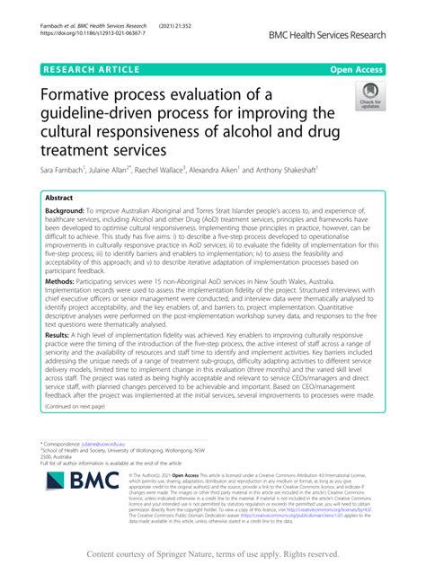 Pdf Formative Process Evaluation Of A Guideline Driven Process For