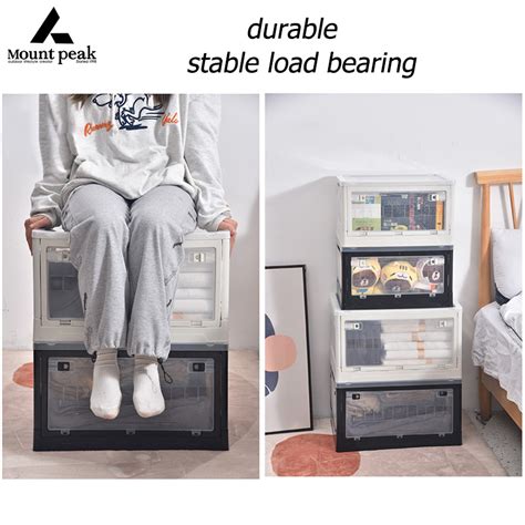 Spot Goods Foldable Storage Box Stackable Wooden Top Side Doors Camping Outdoor Home Car