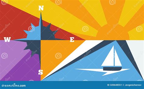 Abstract Sea Navigation Concept With Compass Stock Vector