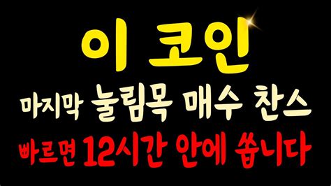 이 코인 마지막 눌림목 매수 찬스 빠르면 12시간 안에 쏩니다 가상화폐 비트코인 도지코인 주식 리플 Automobile Crypto 이더리움 암호화폐