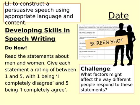 Ks3 Speech Writing Gender Equality Teaching Resources