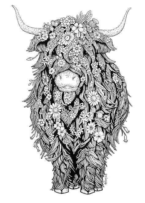 Mandala Cow Coloring Pages Zentangle Cow Etsy
