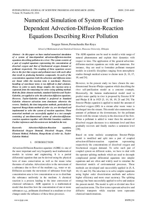 Pdf Numerical Simulation Of System Of Time Dependent Advection Diffusion Reaction Equations