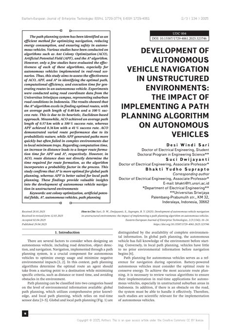 Pdf Development Of Autonomous Vehicle Navigation In Unstructured